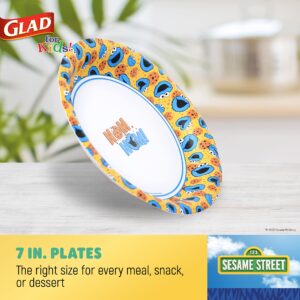 Glad for Kids Cookie Monster Paper Plates | Cookie Monster Plates, Kids Plates | Cookie Monster Paper Plates for Everyday Use, 7” Paper Plates 20 Ct | Sesame Street Paper Plates