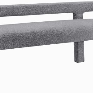 Meridian Furniture Athena Collection Modern | Contemporary Boucle Fabric Upholstered Bench, 66.5" L x 21" D x 27" H, Grey