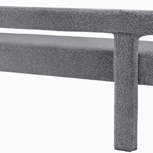 Meridian Furniture Athena Collection Modern | Contemporary Boucle Fabric Upholstered Bench, 66.5" L x 21" D x 27" H, Grey