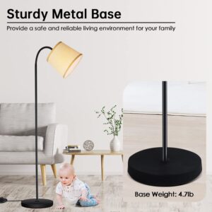 AUQUEE LED Floor Lamp, Standing Lamp for Living Room with Linen Lamp Shade,Adjustable Gooseneck Modern Reading Light,Floor Lamps for Bedroom,Office,Farmhouse,12W LED Bulb Included