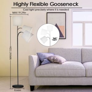 AUQUEE LED Floor Lamp, Standing Lamp for Living Room with Linen Lamp Shade,Adjustable Gooseneck Modern Reading Light,Floor Lamps for Bedroom,Office,Farmhouse,12W LED Bulb Included