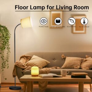 AUQUEE LED Floor Lamp, Standing Lamp for Living Room with Linen Lamp Shade,Adjustable Gooseneck Modern Reading Light,Floor Lamps for Bedroom,Office,Farmhouse,12W LED Bulb Included