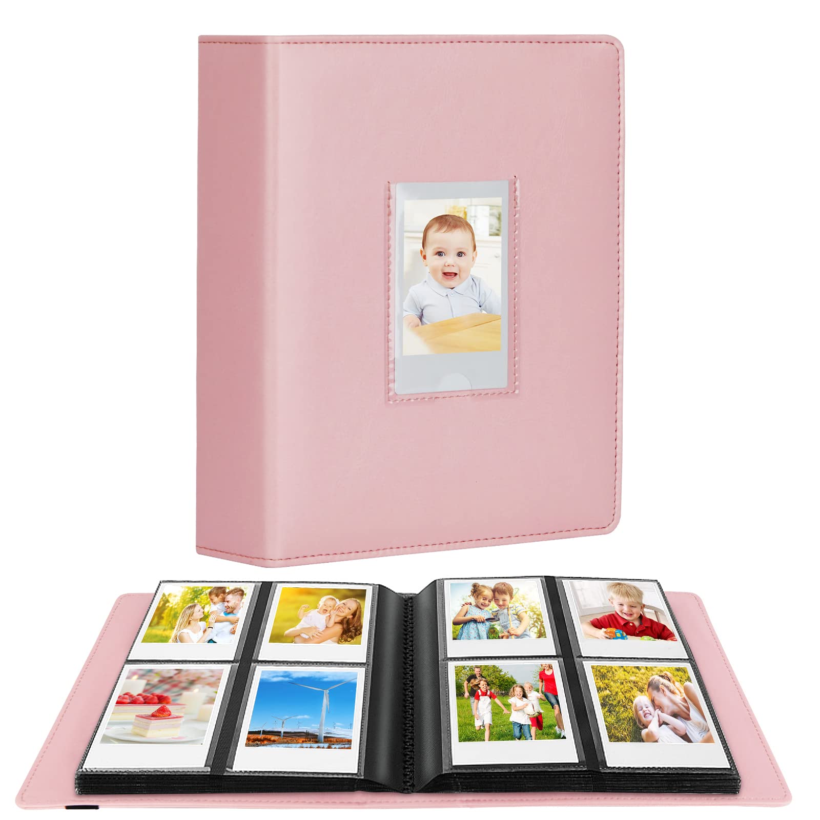 288 Vertical Photos for Instax Mini Photo Album, Front Window, Book Album 2x3 for Fujifilm Instax Mini Film 11 9 8 40, Polaroid 300, HP Sprocket, K-pop Photocards (Pink)