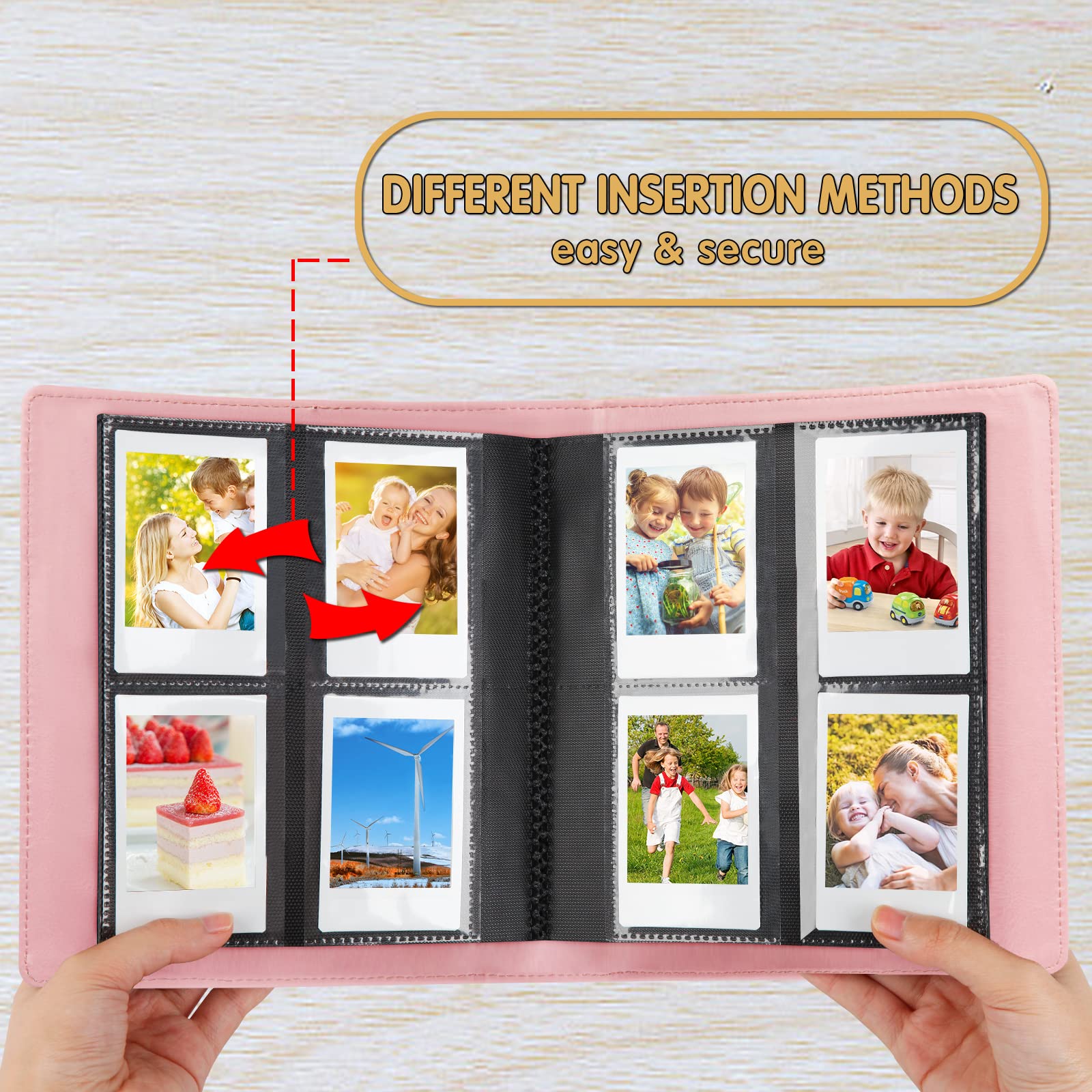 288 Vertical Photos for Instax Mini Photo Album, Front Window, Book Album 2x3 for Fujifilm Instax Mini Film 11 9 8 40, Polaroid 300, HP Sprocket, K-pop Photocards (Pink)