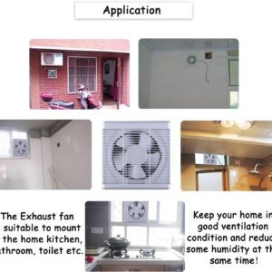 Nalle 10 Inch Window Reversible Exhaust Fan Through-wall installation Ventilation Fan Shutter Box Blower Ventilation Air Extractor for Bathroom Garage Greenhouse Panel size 13.5X13.5