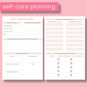 CanPlan Mental Health Planner - Self Care Gift for Women, Mental Health Journal, Book, Anxiety, Depression, ADHD Planner and Tracker, Self Love Self Care Journal, Wellness Planner, Pink