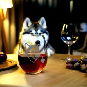 Mothers Day Gifts for Husky Dog Mom, Husky Gifts, Husky Dog Engraved Wine Water Drinking Glass