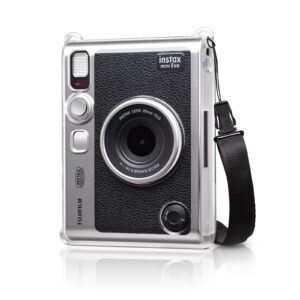 muziri kinokoo clear evo case for fujifilm instax mini evo/polaroid mini evo camera - hard pvc fuji mini evo carrying protective case with shoulder strap -transparent