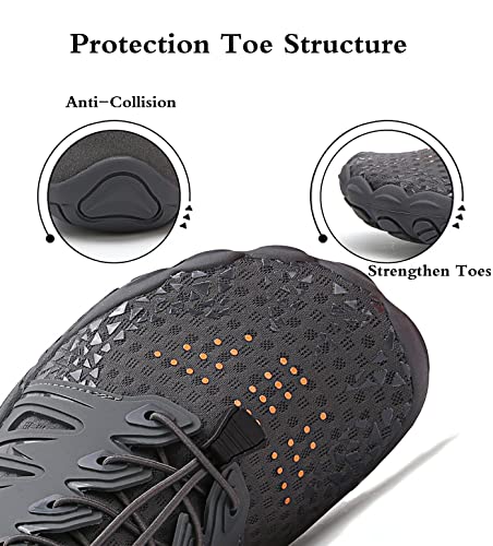 Water Shoes Barefoot for Men Women Swimming Shoes Minimalist Shoes Beach Shoes Quick Dry Breathable Comfortable Non-Slip for Aqua Swim Walking Diving Surfing Yoga Grey 13 Women/11.5 Men