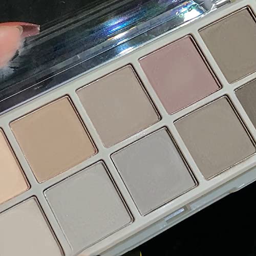 Go Ho 10 Colors Eyeshadow Palette,All Matte Eyeshadow Palette for Older Women,Highly Pigmented Blendable Shades,Neutral Eye Shadow Palette Makeup,Waterproof Cool-tone Grey Brown Eyeshadow,04