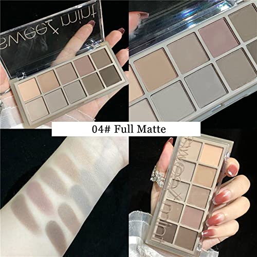 Go Ho 10 Colors Eyeshadow Palette,All Matte Eyeshadow Palette for Older Women,Highly Pigmented Blendable Shades,Neutral Eye Shadow Palette Makeup,Waterproof Cool-tone Grey Brown Eyeshadow,04