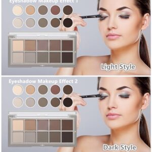 Go Ho 10 Colors Eyeshadow Palette,All Matte Eyeshadow Palette for Older Women,Highly Pigmented Blendable Shades,Neutral Eye Shadow Palette Makeup,Waterproof Cool-tone Grey Brown Eyeshadow,04