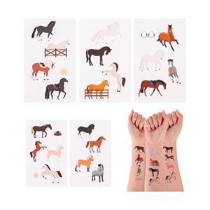 24 Sheets Horses Temporary Tattoos, Horses Birthday Decorations Party Favors