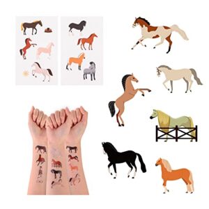 24 Sheets Horses Temporary Tattoos, Horses Birthday Decorations Party Favors