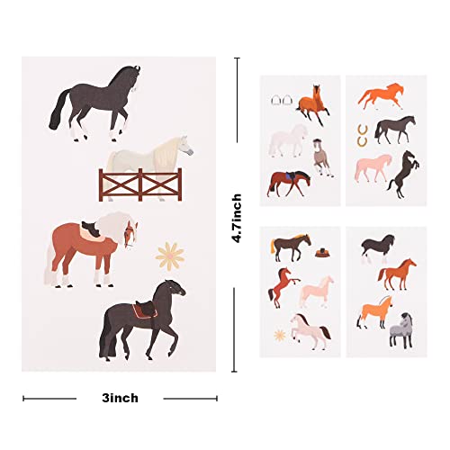 24 Sheets Horses Temporary Tattoos, Horses Birthday Decorations Party Favors