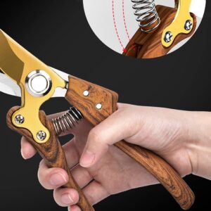 Horsvill Garden Shears, Japanese Floral branch cutters, Snips for Gardening, Flower scissors Florist clippers, Hand Held Pruners for Gardening Heavy Duty, Pruning shears for garden (Wood grain)