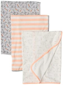 amazon essentials baby swaddle blankets one size, 3-pack grey bunnies,