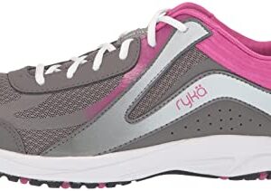 Ryka Women's Dash Pro Walking Shoe Grey/Pink 10 M