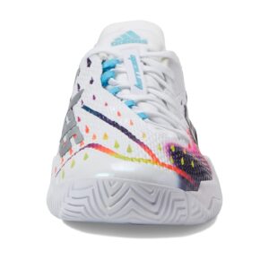 adidas Women's Barricade Tennis Shoe, White/Silver Metallic/Bright Cyan, 8