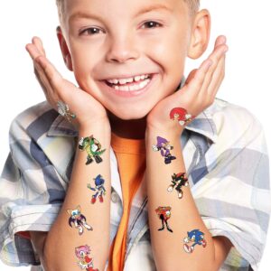 Sonic Temporary Tattoo Pack | MADE IN THE USA | Kids Party Supplies Decorations & Favors | Pack of 24 Tattoos | Skin Safe