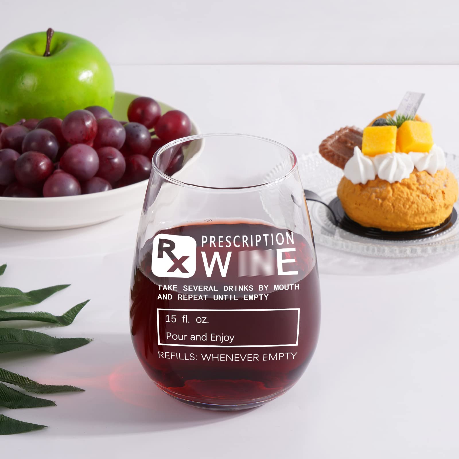 Gtmileo Wine Lover Gift - Funny Prescription Wine Stemless Wine Glass, Gift for Doctors, Nurses, Pharmacy, Pharmacist,Wine Lovers, Friends, Unique Gag Gift for Nurses Day, Birthday, Christmas, 15Oz