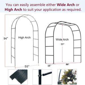 Metal Pergola Arbor, Outdoor Flower Garden Arch Trellis, Durable Steel Garden Arbor for Climbing Plants, Wedding Decoration, 7'8" H x 4'5" W