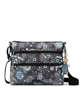 sakroots artist circle basic crossbody in eco twill, adjustable crossbody strap, midnight seascape