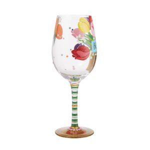 Enesco Designs by Lolita Best Bonus Mom Hand-Painted Artisan Wine Glass, 15 Ounce, Multicolor