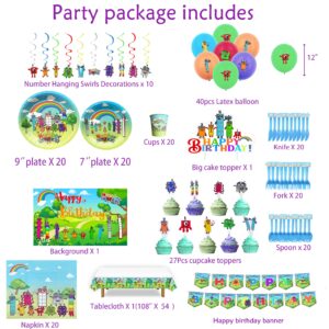 Win3terz Party Supplies Include Spoons Fork Knife napkins Plates Cake Toppers Banners Balloons Tablecloth for Children Party Supplie Serve 20 Guests