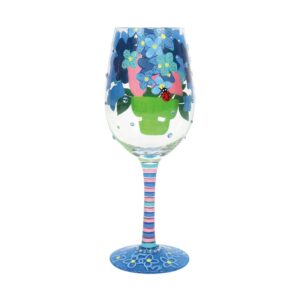 Enesco Designs by Lolita Best Aunt Ever Hand-Painted Artisan Wine Glass, 15 Ounce, Multicolor