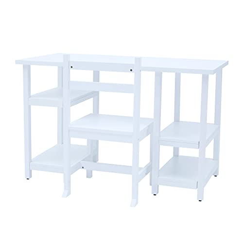 Fantasy Fields Wooden Desk and Chair Set with Storage Shelves with a Modern Design for Students and Crafters, White