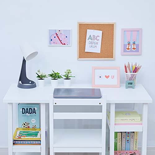 Fantasy Fields Wooden Desk and Chair Set with Storage Shelves with a Modern Design for Students and Crafters, White