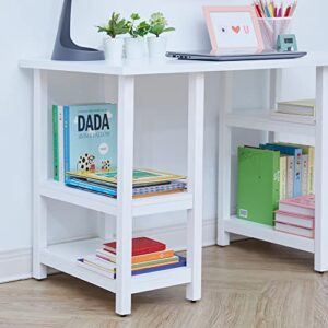 Fantasy Fields Wooden Desk and Chair Set with Storage Shelves with a Modern Design for Students and Crafters, White