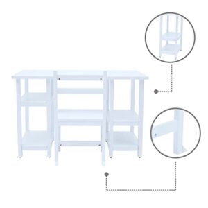 Fantasy Fields Wooden Desk and Chair Set with Storage Shelves with a Modern Design for Students and Crafters, White