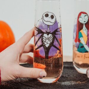 Silver Buffalo The Nightmare Before Christmas Jack and Sally Stemless Fluted Glasses | Set of 2