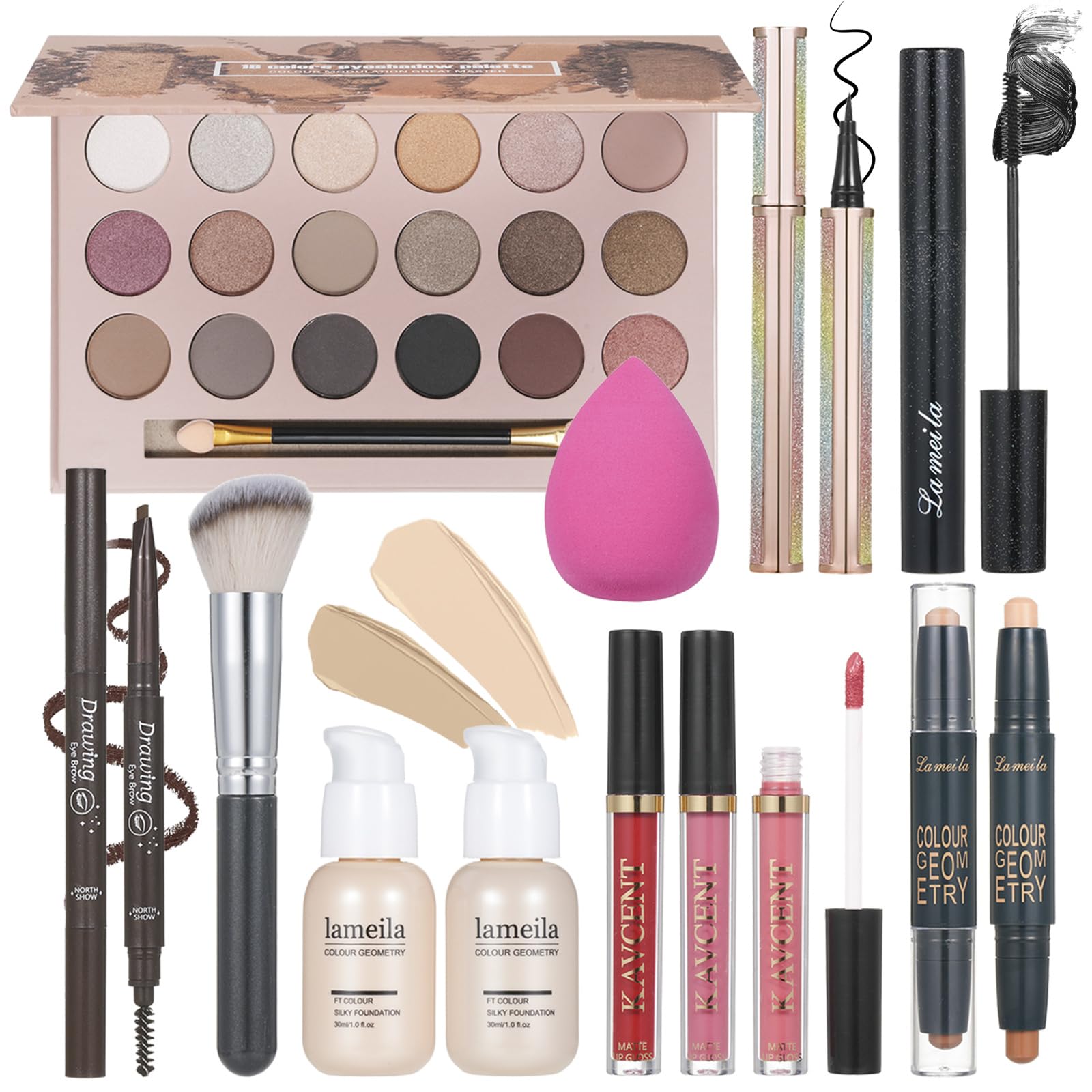 Makeup Kits Makeup Set for Teens Women Full Kit Makeup Kit for Women 20 Color Eyeshadow Palette Foundation Face Primer Lipgloss Mascara Eyeliner Makeup Brushes Gift Make up Kit