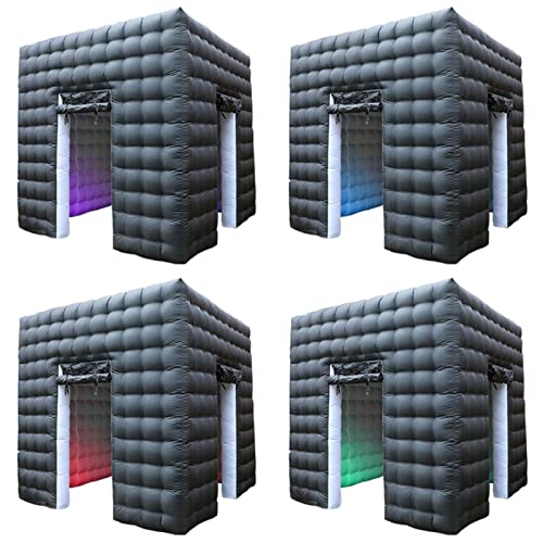 Staelea Inflatable Photo Booth Enclosure (Black, Two Doors, 8.2x8.2x8.2ft) Portable Inflatable LED Photobooth with Inner Air Blower Great for Parties Weddings Anniversary Parties