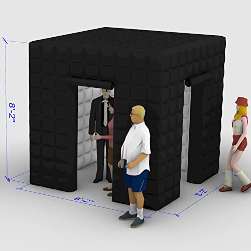 Staelea Inflatable Photo Booth Enclosure (Black, Two Doors, 8.2x8.2x8.2ft) Portable Inflatable LED Photobooth with Inner Air Blower Great for Parties Weddings Anniversary Parties