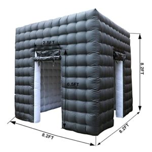 Staelea Inflatable Photo Booth Enclosure (Black, Two Doors, 8.2x8.2x8.2ft) Portable Inflatable LED Photobooth with Inner Air Blower Great for Parties Weddings Anniversary Parties