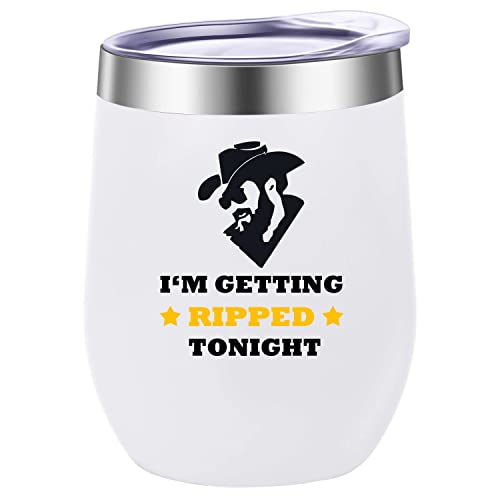 ATHAND Funny Mug Gifts For Men Dad Tv Show Merchandise Adult Humor Gift For Him Husband 12oz Wine Tumbler With Lid Stainless Steel Coffee Mug Cup (I‘M Getting Ripped Tonight)