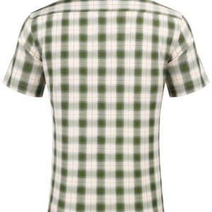 COOFANDY Men's Short Sleeve Plaid Dress Shirt Classic Fit Wrinkle-Free Casual Button Down Checked Shirts with Pocket Green, Large