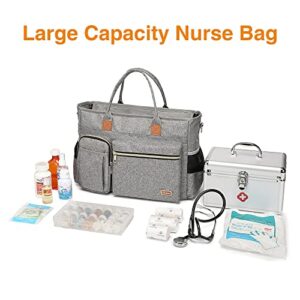 Rabjen Nurse Tote Bag for Work with Padded 15.6” Laptop Sleeve, Medical Supplies Shoulder Bag for Home Health Care