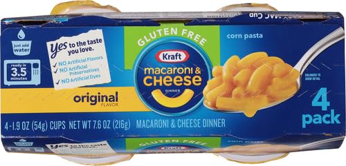 Kraft Gluten Free Original Mac & Cheese Macaroni and Cheese Dinner, 1.9 oz Cups (Pack of 4)