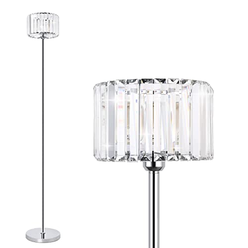 Ralbay Modern Crystal Glam Floor Lamp with Crystals, Bright Floor Lamp with Push Button(Bulb Excluded)