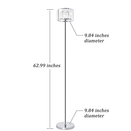 Ralbay Modern Crystal Glam Floor Lamp with Crystals, Bright Floor Lamp with Push Button(Bulb Excluded)