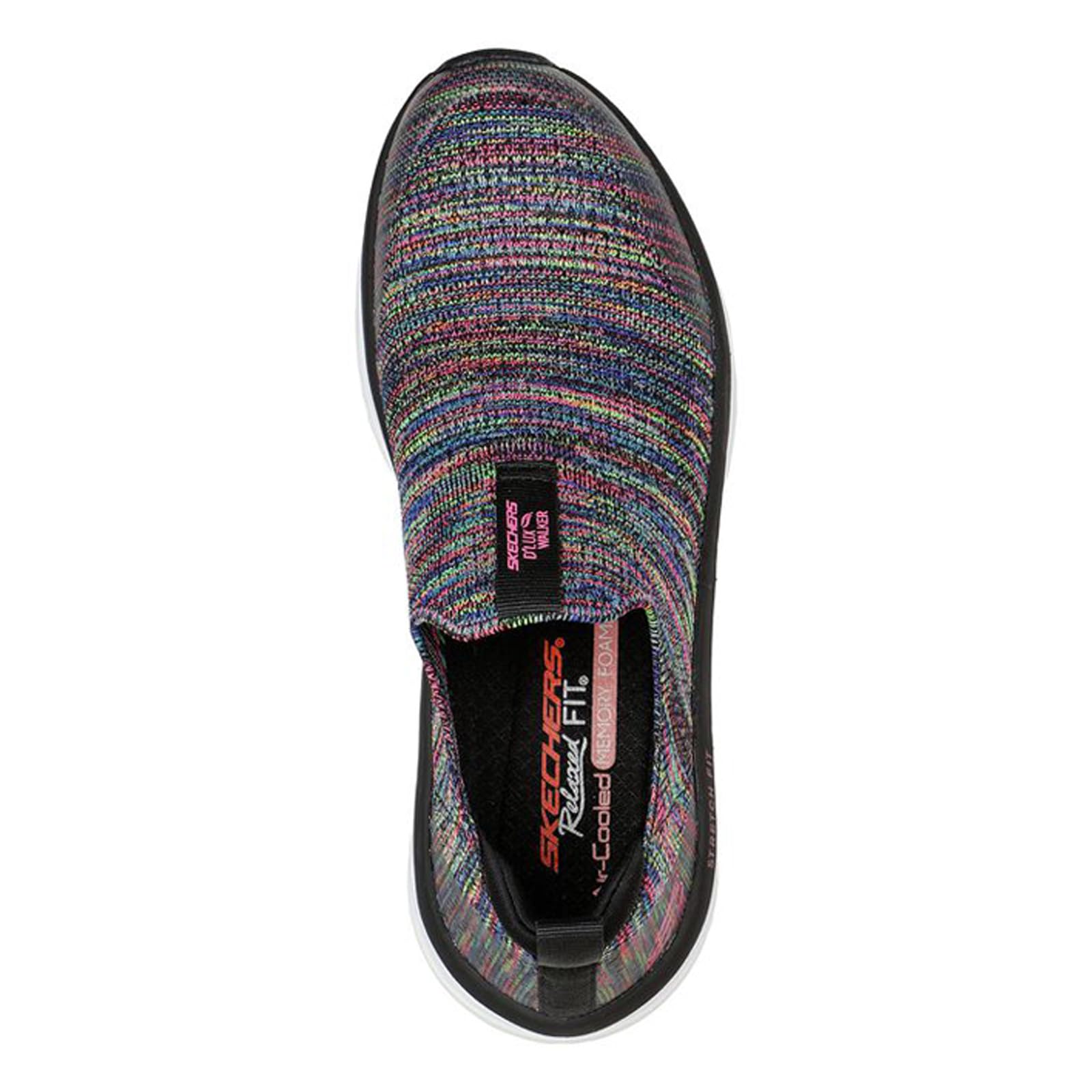 Skechers Women's D'LUX Walker-Rainbow Sky Sneaker, Black/Multi=BKMT, 8.5