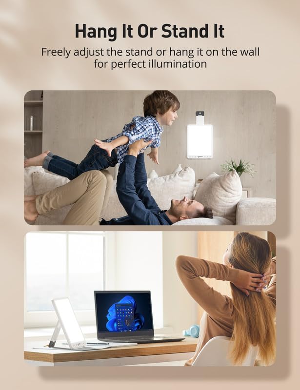 sympa Lamp, Sun Lamp with 10,000 Lux UV-Free, Lamp with Stepless Brightness, Sunlight Lamp with 3 Color Temperatures & 3 Timer, Happy Lamp with Rotatable Stand for Home Office