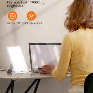 sympa Lamp, Sun Lamp with 10,000 Lux UV-Free, Lamp with Stepless Brightness, Sunlight Lamp with 3 Color Temperatures & 3 Timer, Happy Lamp with Rotatable Stand for Home Office