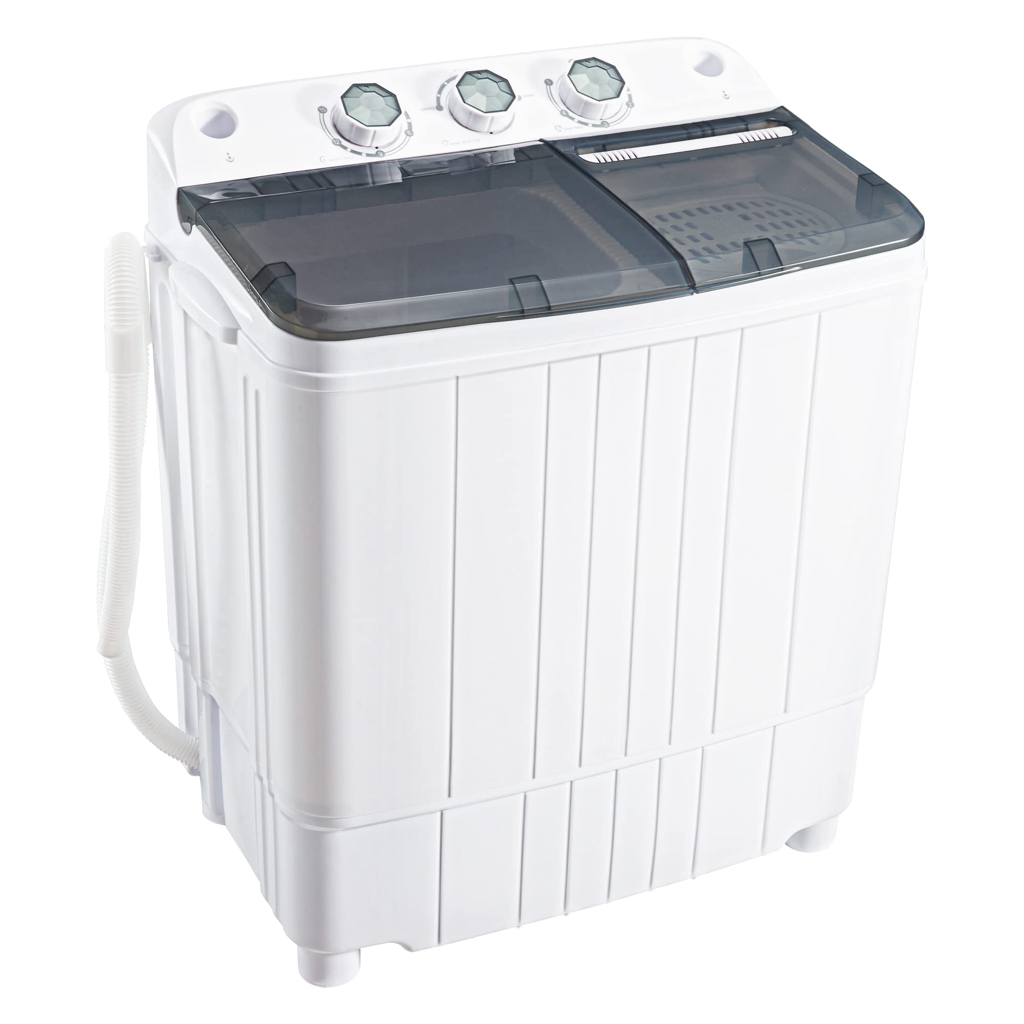 Homguava Portable Washer Machine 17.6LBS Capacity Mini Washing Machine 2 in 1 Compact Washer and Dryer Combo Twin Tub Laundry Washer(11LBS) & Spinner (6.6LBS) with Built-In Gravity Drain Pump(GREY)