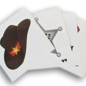 Party Supply Western Cowboy Party Favors - Temporary Tattoos - Hat, Boot, Sheriff Badge, Bucking Bronco - 24 Cute Square Tattoos